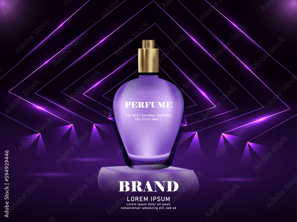 Perfume product advertisement design vector illustration, Realistic 3d ...