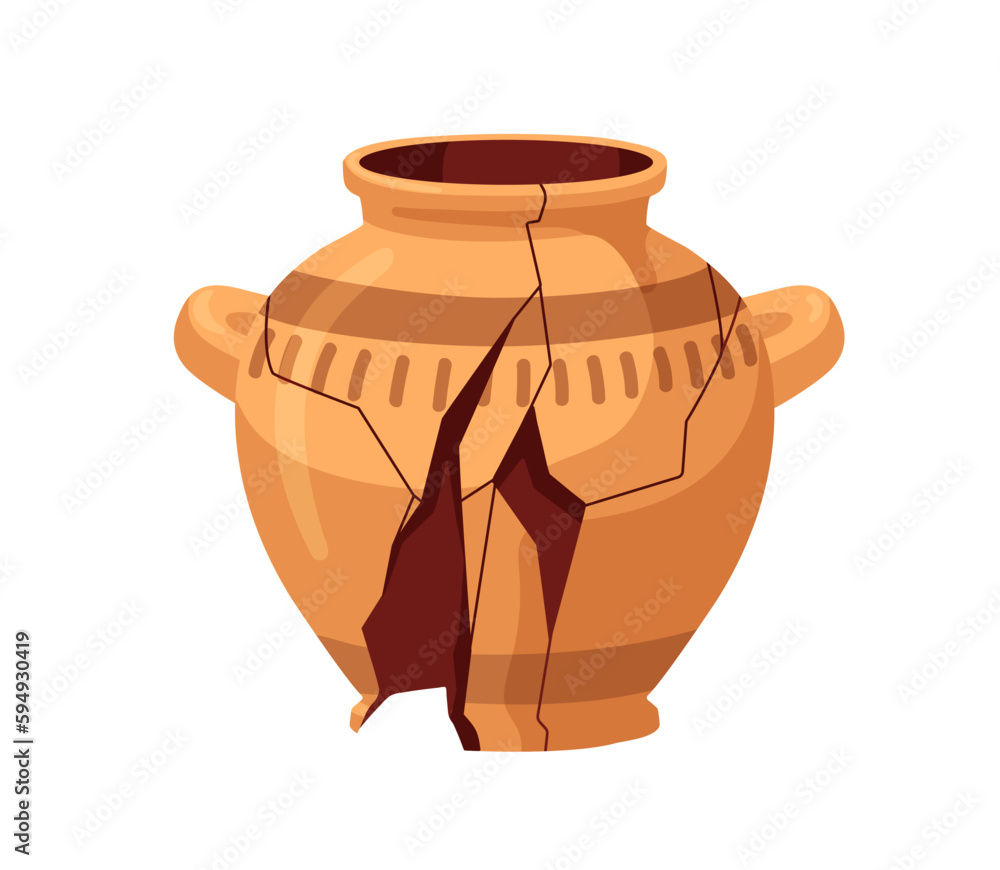 Broken antique pot. Old ancient pottery, cracked fracture ceramic ...