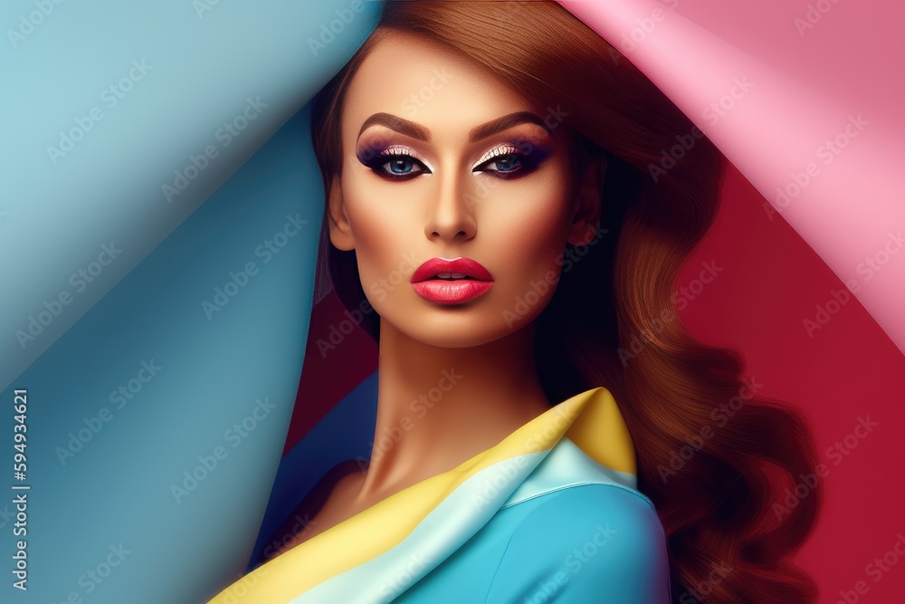 A young latina transgender or drag queen model with red hair holding a ...