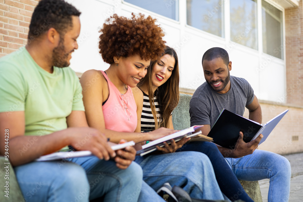 A diverse group of casually dressed college students. The young people ...