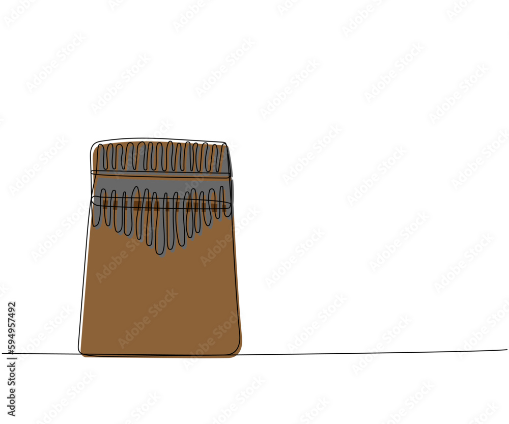 Kalimba one line color art. Continuous line drawing of kalimba, mbira ...