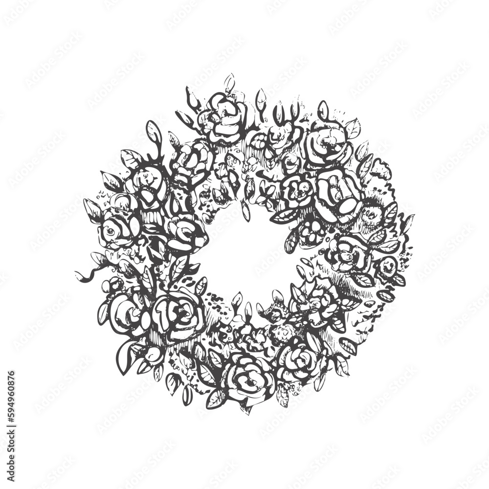 Funeral mortuary mourning flower wreath isolated on white background ...