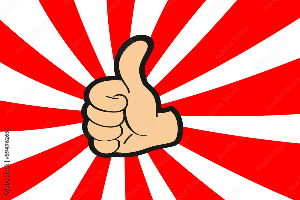 Thumbs up illustration, a positive sign of approval, support, likes and ...