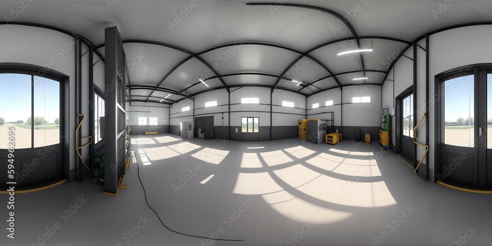 Full spherical hdri panorama 360 degrees of warehouse Stock ...