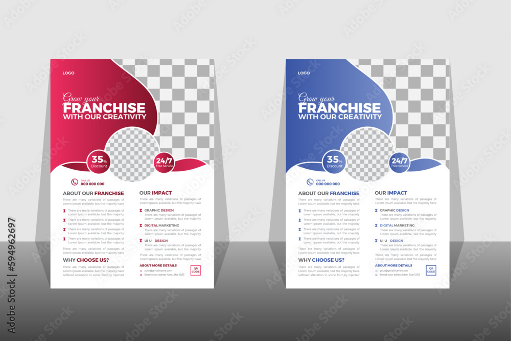 Corporate business flyer template design set with orange and blue color ...