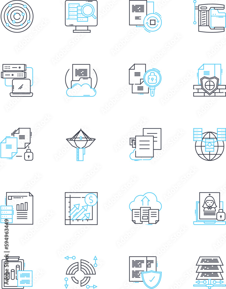 Website Design Linear Icons Set Layout Typography Color Navigation Responsive Interface