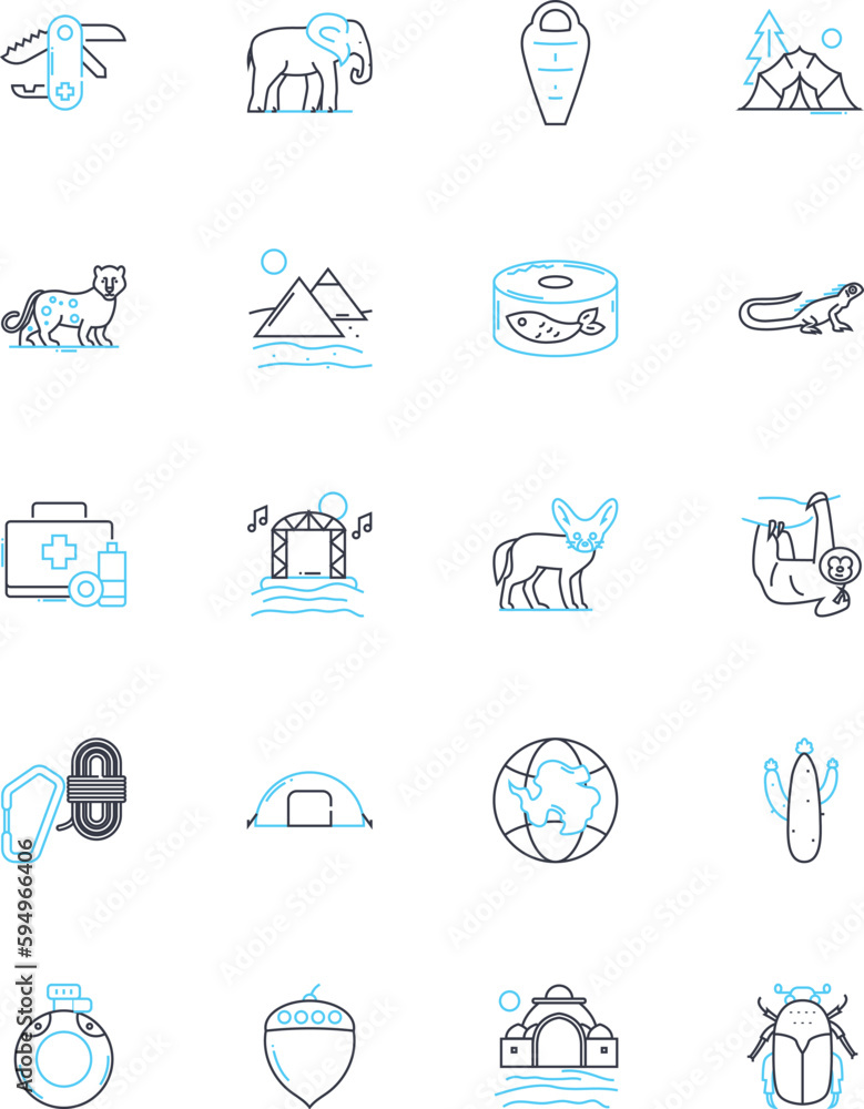 Environment linear icons set. Sustainability, Conservation, Pollution ...