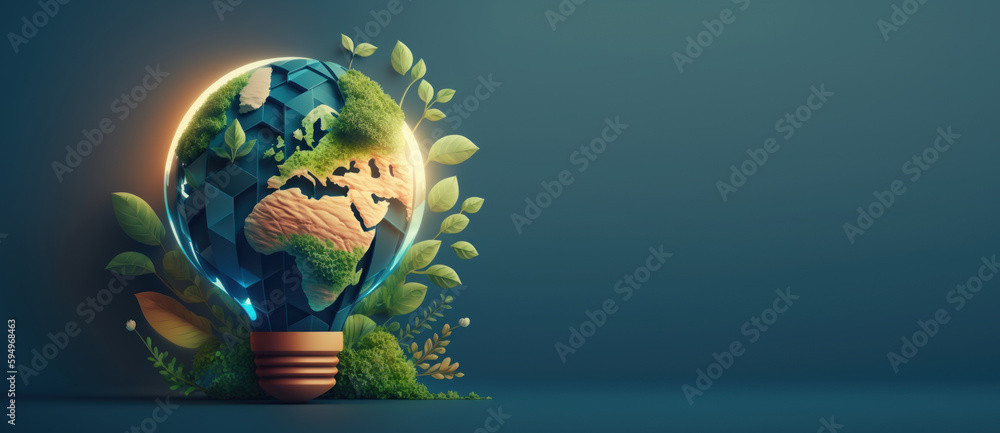 Eco friendly lightbulb banner with copy space, Sustainable and ...