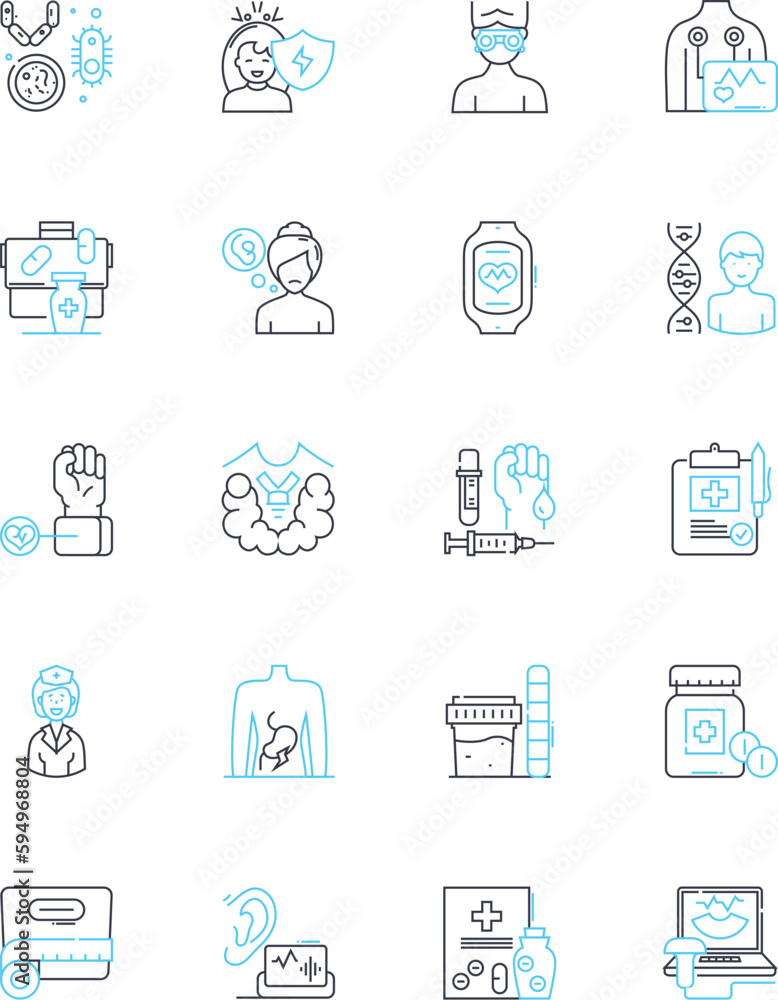 Infirmary linear icons set. Healthcare, Hospital, Ward, Emergency ...