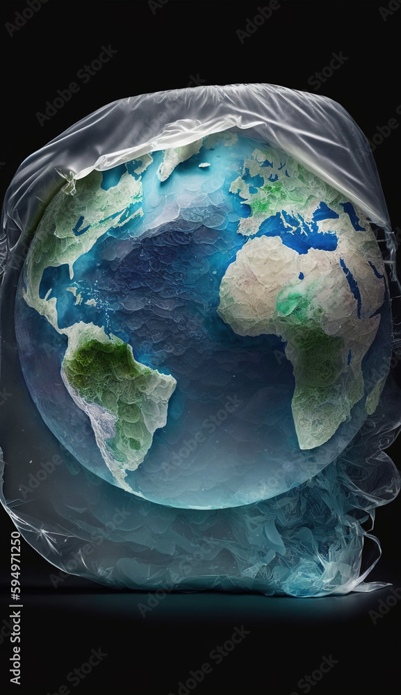 planet earth shrouded in plastic, the environmental damage of plastic ...