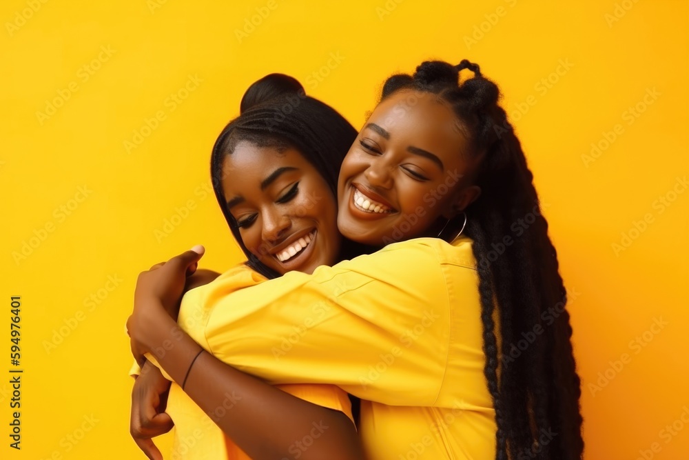 Two friends hugging, Lesbian women in love. LGBTQ+ month pride ...