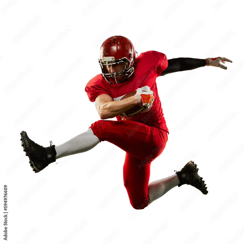 Professional american football player in sports uniform and protective ...