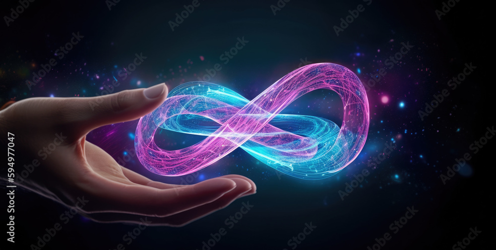 Holding Infinity in your hand to show endless possibilities in the ...