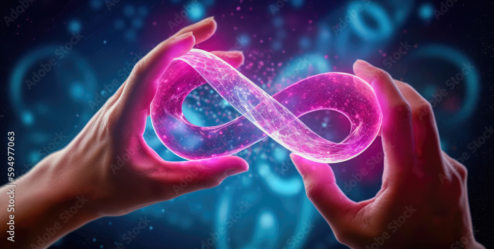 Holding Infinity in your hand to show endless possibilities in the ...