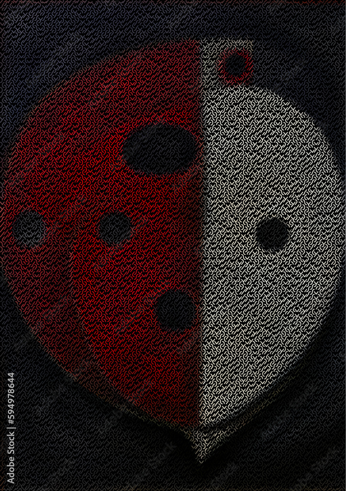 Abstract vertical background, yin yang concept. Complex lines design ...