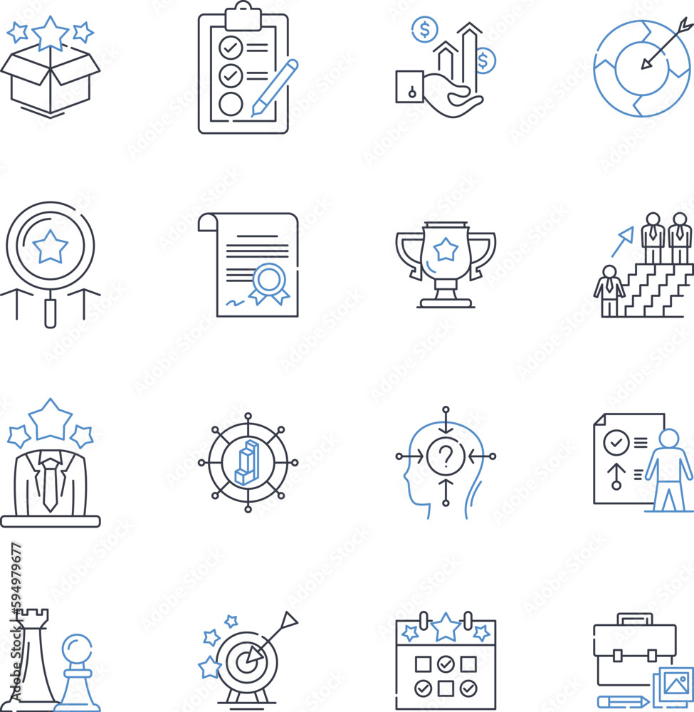 Career objectives line icons collection. Ambition, Success, Growth ...