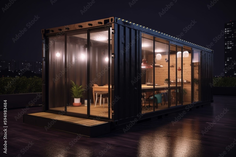 shipping container make as restaurant, office or house, modern and ...