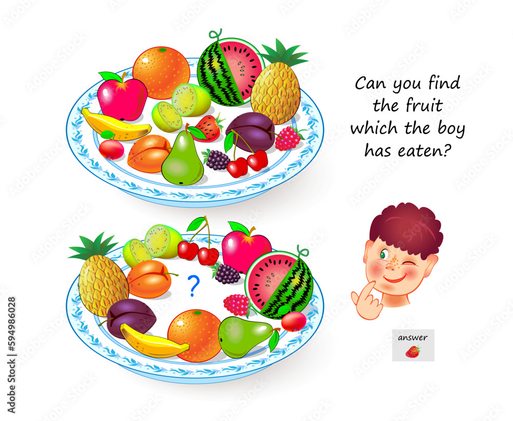 Logic puzzle for children and adults. Can you find the fruit which the ...