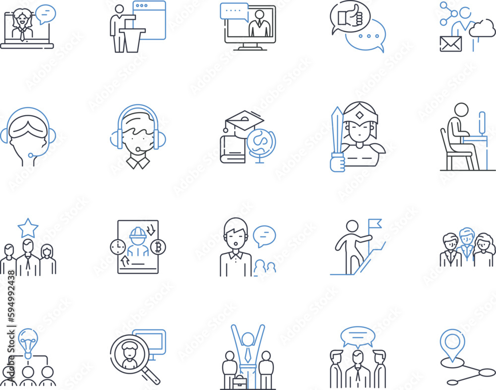 Employment cycle line icons collection. Recruitment, Selection, Hiring ...