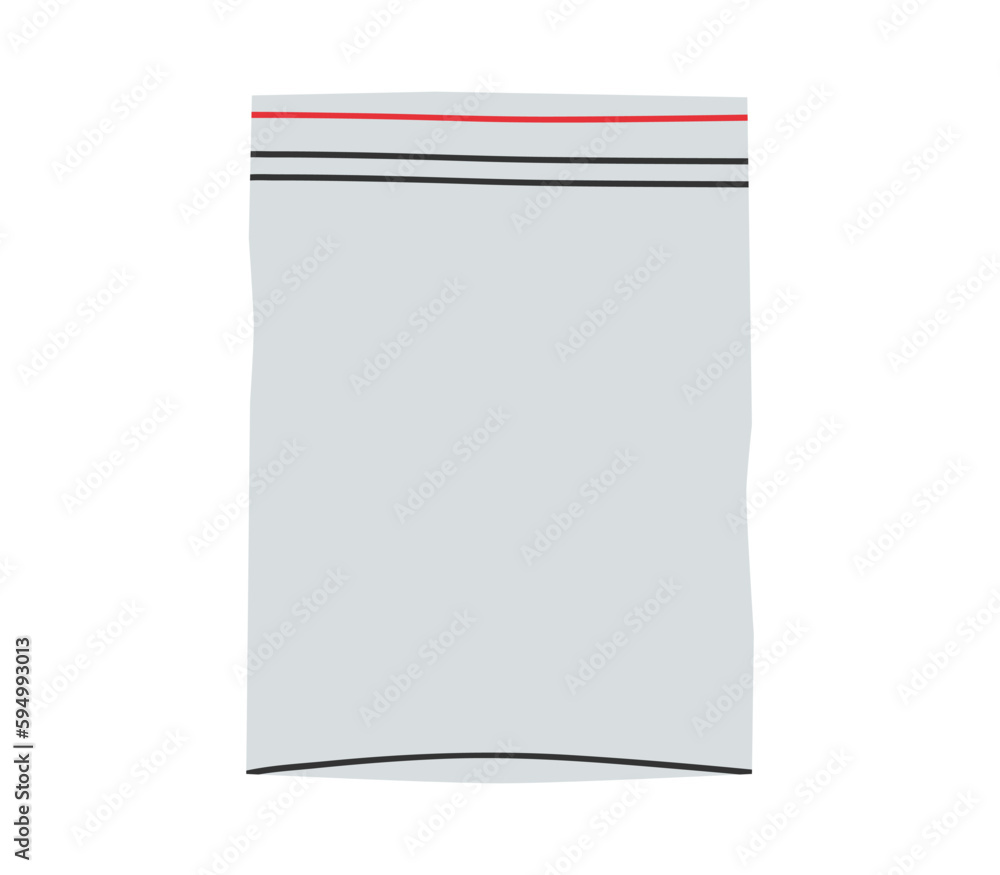 Hand drawn cute cartoon illustration of plastic zipper bag. Flat vector ...