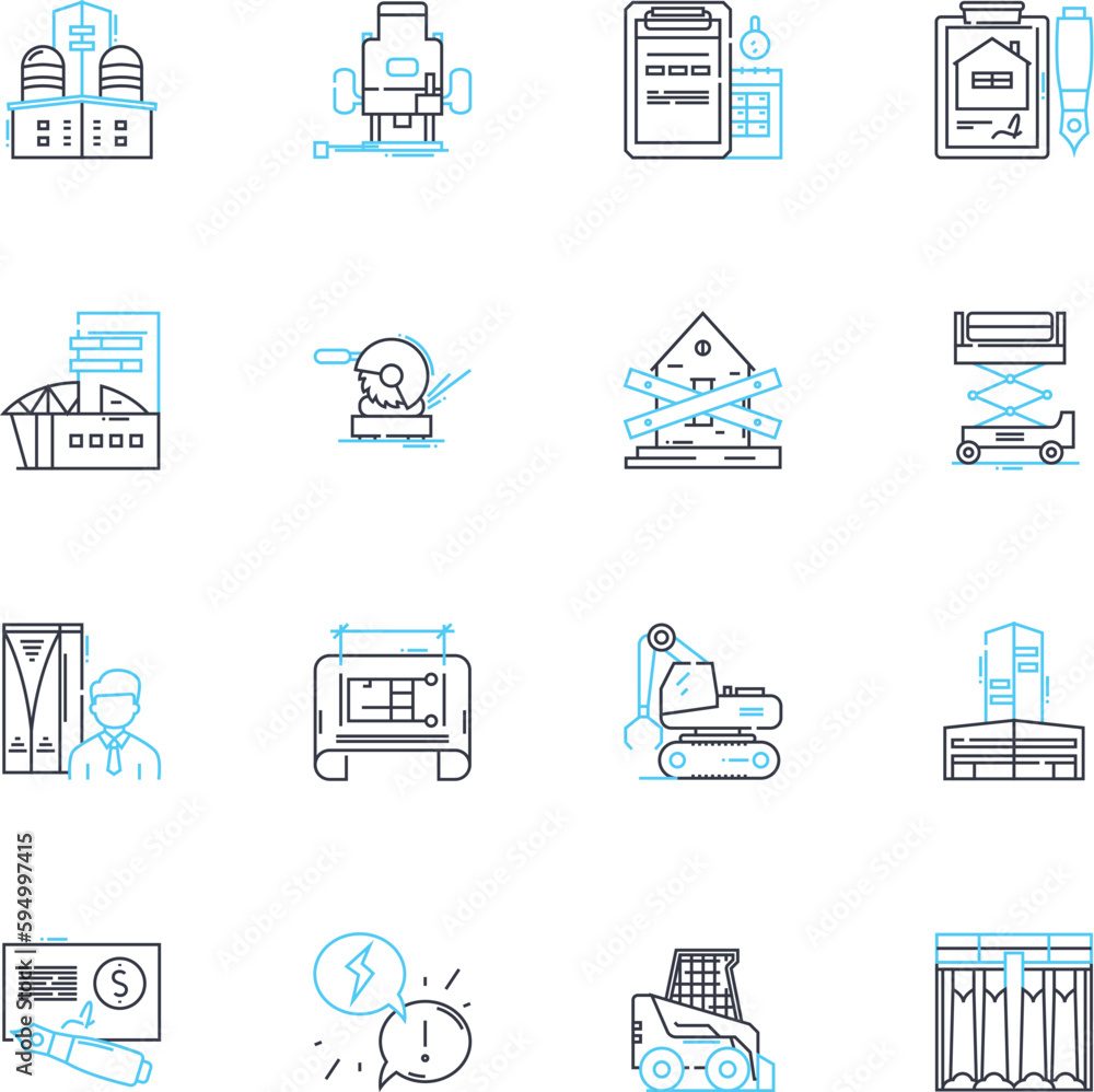 Municipal construction linear icons set. Infrastructure, Development ...