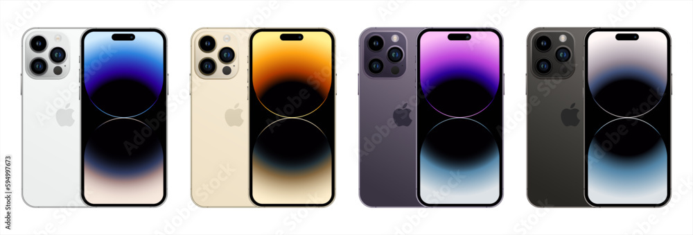 New iPhone 14 pro or pro max by Apple Inc. Screen iphone and back side ...