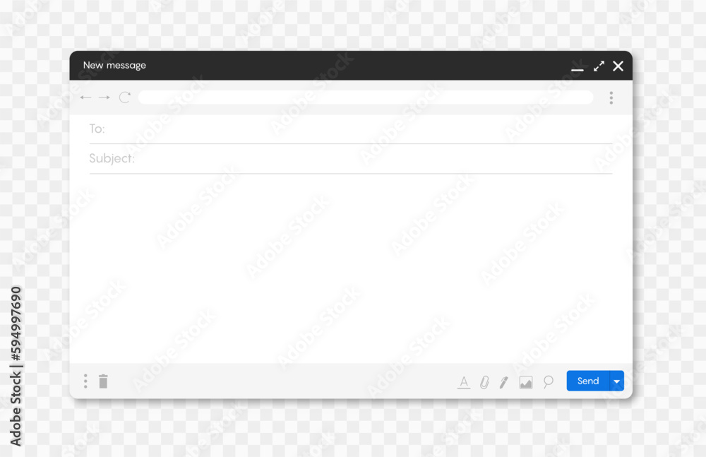 Email interface. Mail mockup window for feedback form. Template of ...