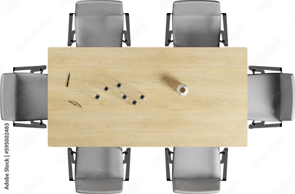 Top view of Meeting Table dining table with Chairs - Office Stock ...