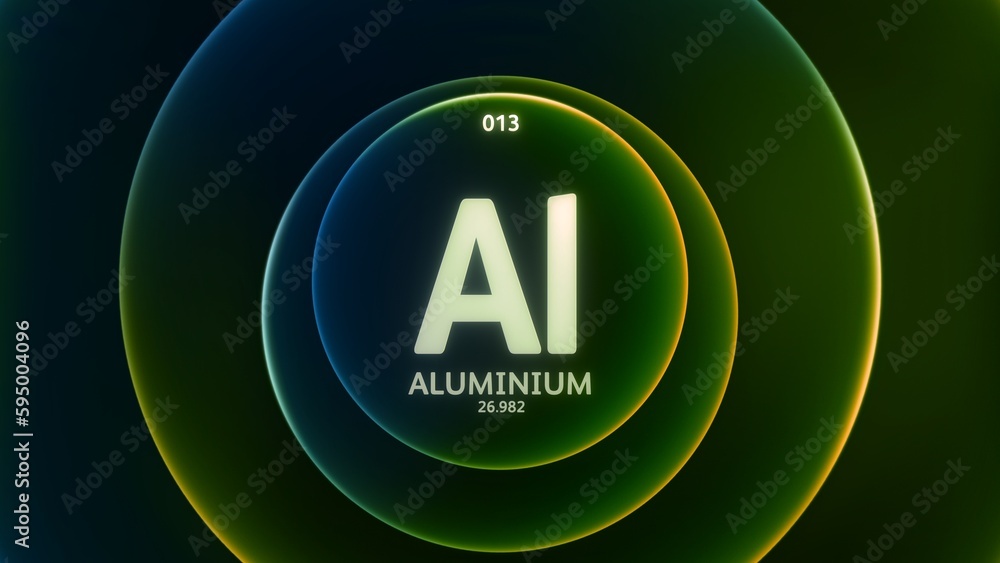 Aluminium as Element 13 of the Periodic Table. Concept illustration on ...