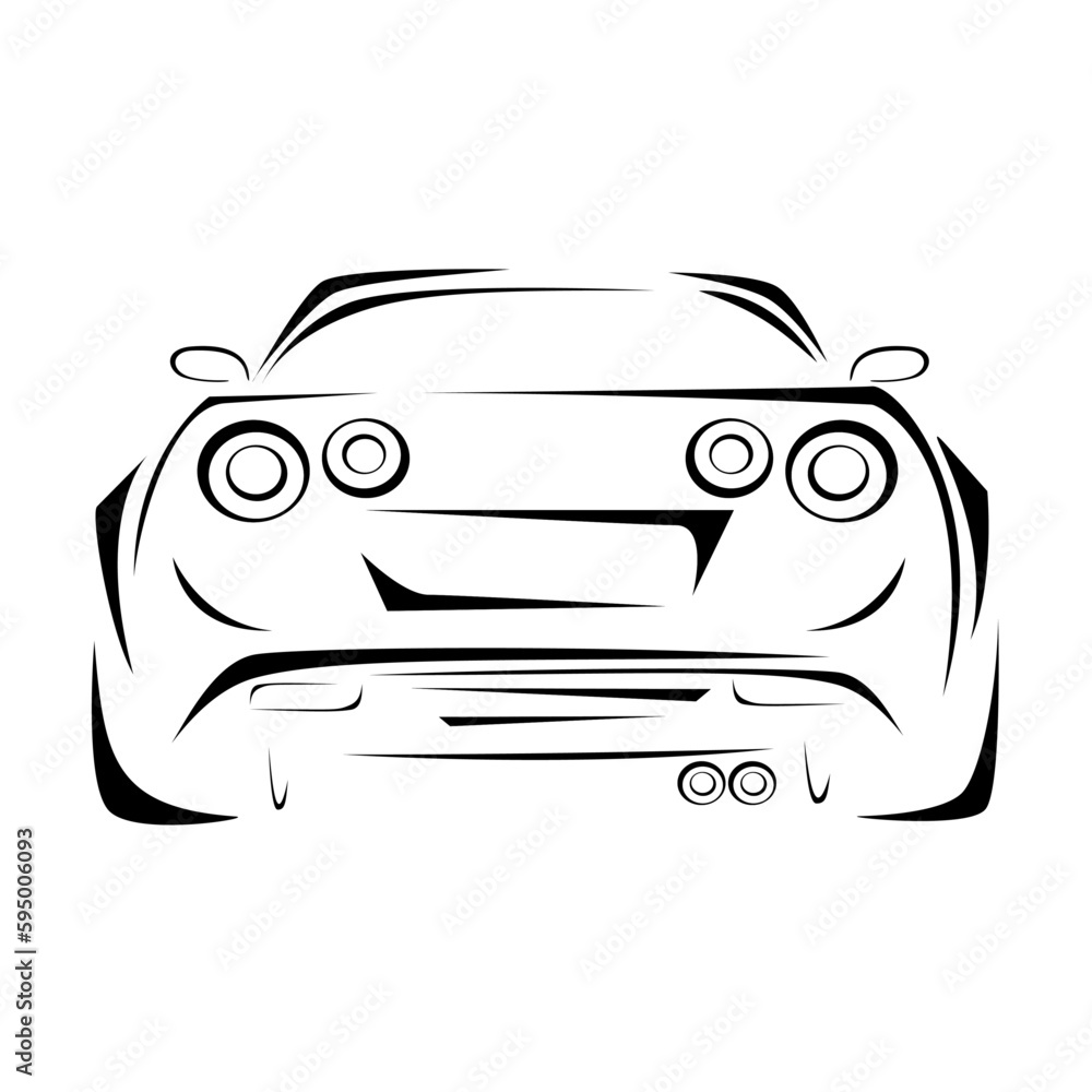 Stylized vector image of the back view of the car Stock Vector | Adobe ...