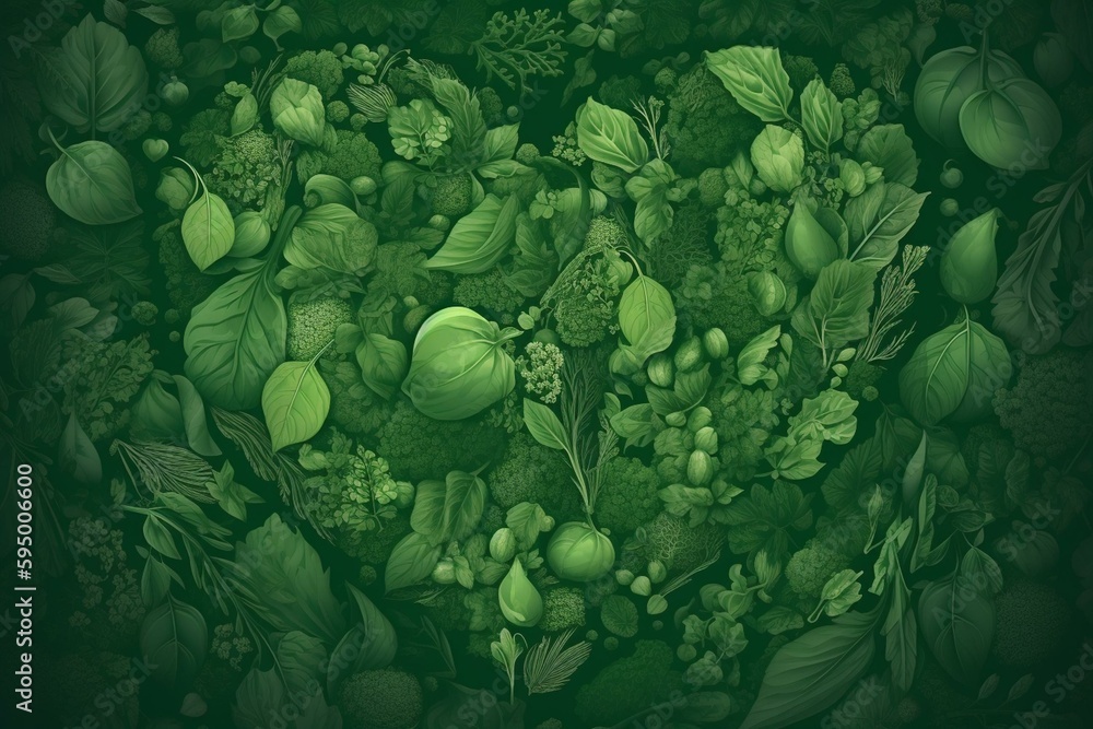 green vegetables background. Heart shape by vegetables. Green ...