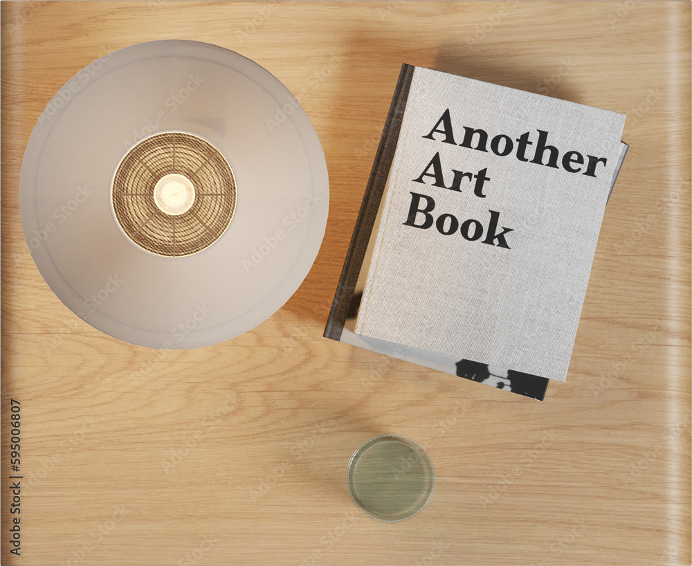 Foto de Top view of bedside table with lamp do Stock | Adobe Stock