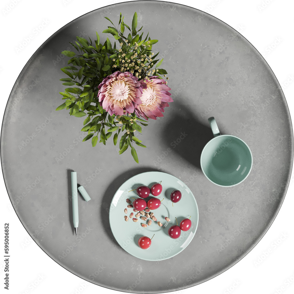 Top view of Round coffee table Stock Illustration | Adobe Stock