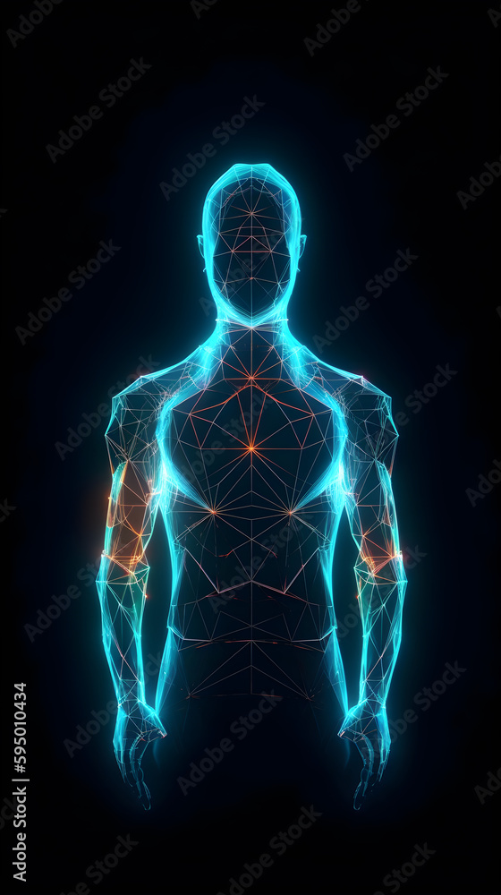 hologram human 3d model illustration ,generative ai Stock Illustration ...