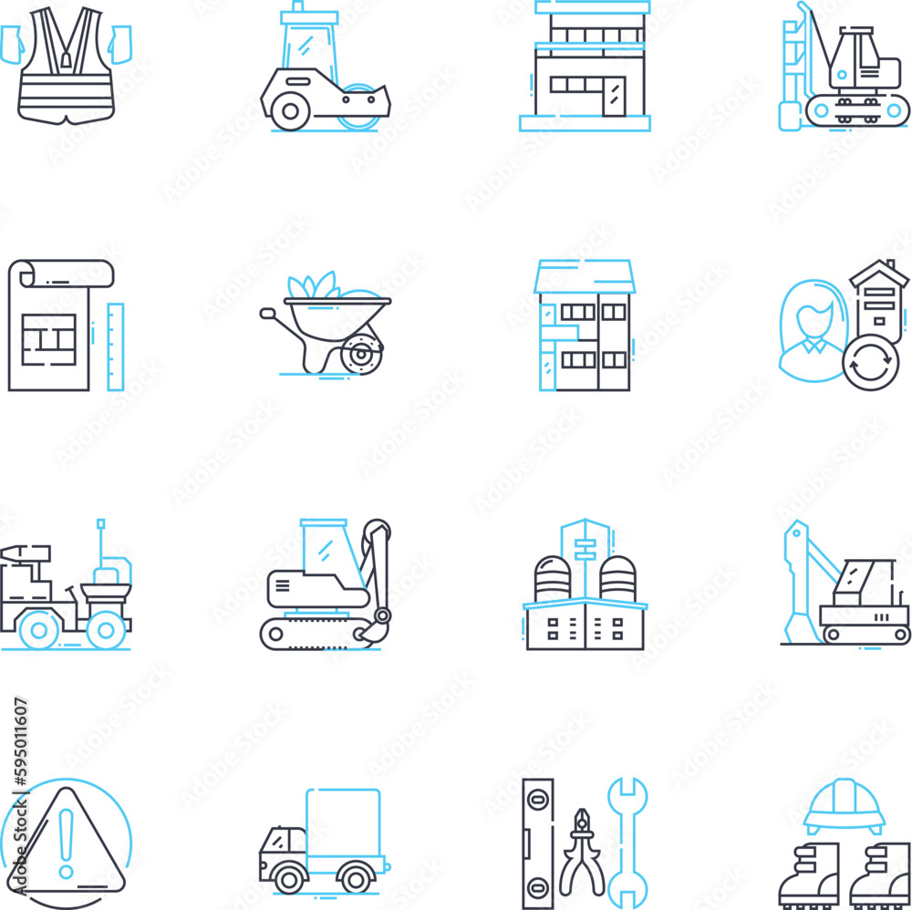 Contractors linear icons set. Construction, Renovation, Remodeling ...