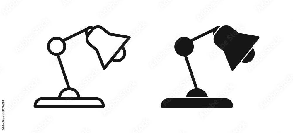 Desk lamp icon. Office light symbol. Table bulb signs. Electric ...