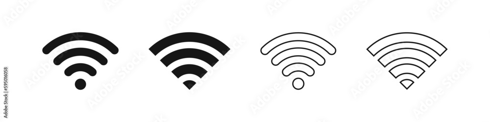 Wifi signal icon. Internet wireless symbol. Router wave signs ...