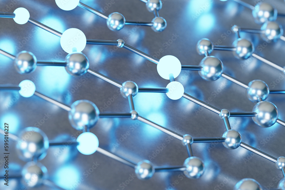 Molecular Network Background Structure Of Atoms Under Microscope