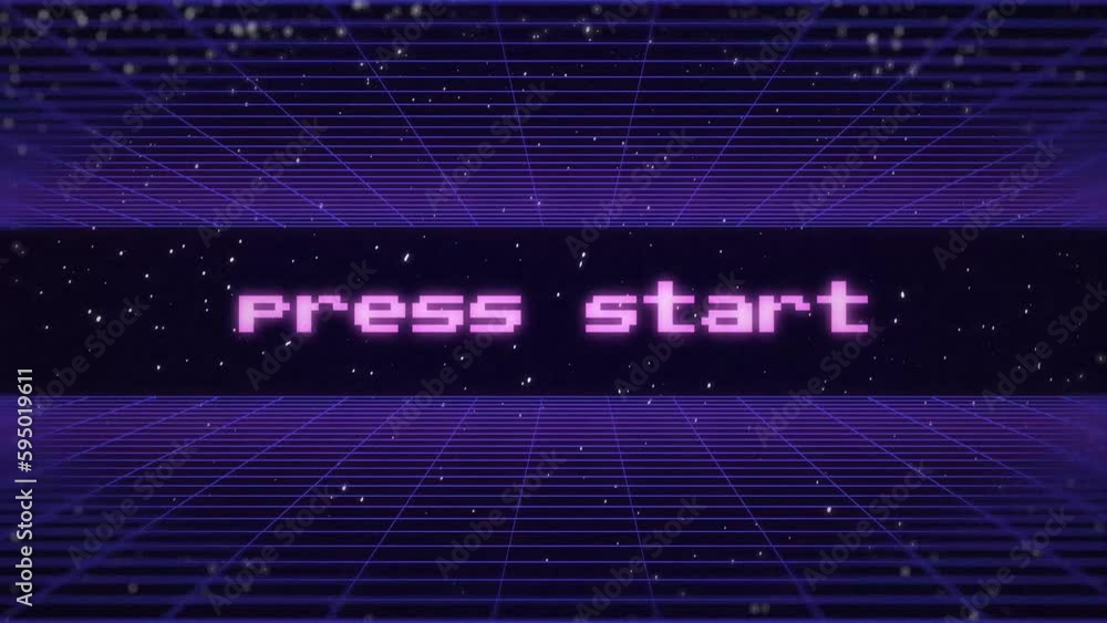 Press start text game retro concept, Animated retro grid motion for ...