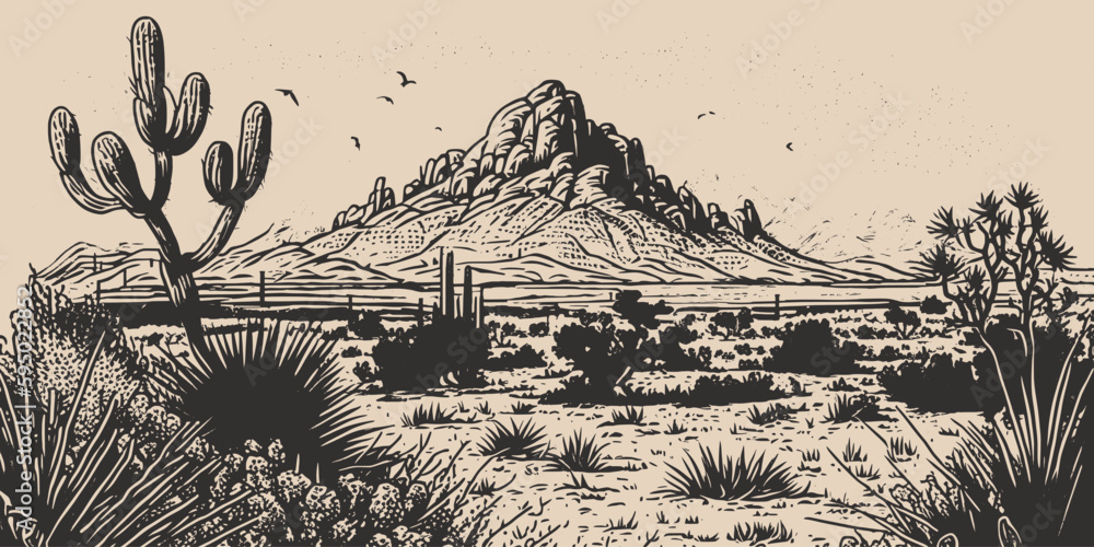 Mountain desert texas background landscape. Wild west western adventure ...