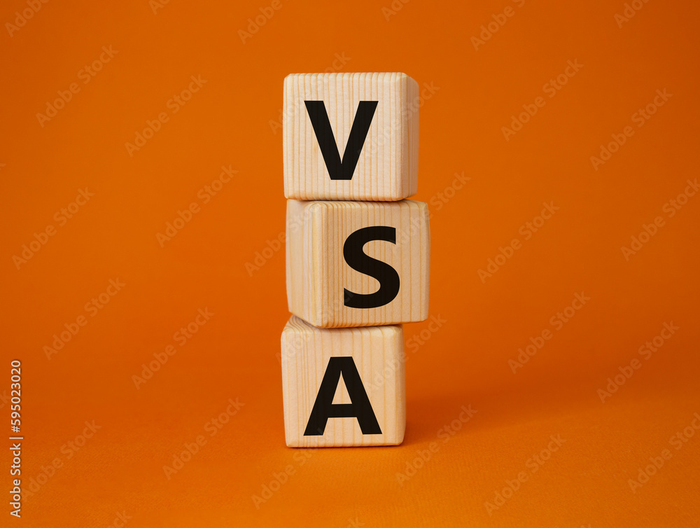 VSA - Volume Spread Analysis symbol. Wooden cubes with word VSA ...