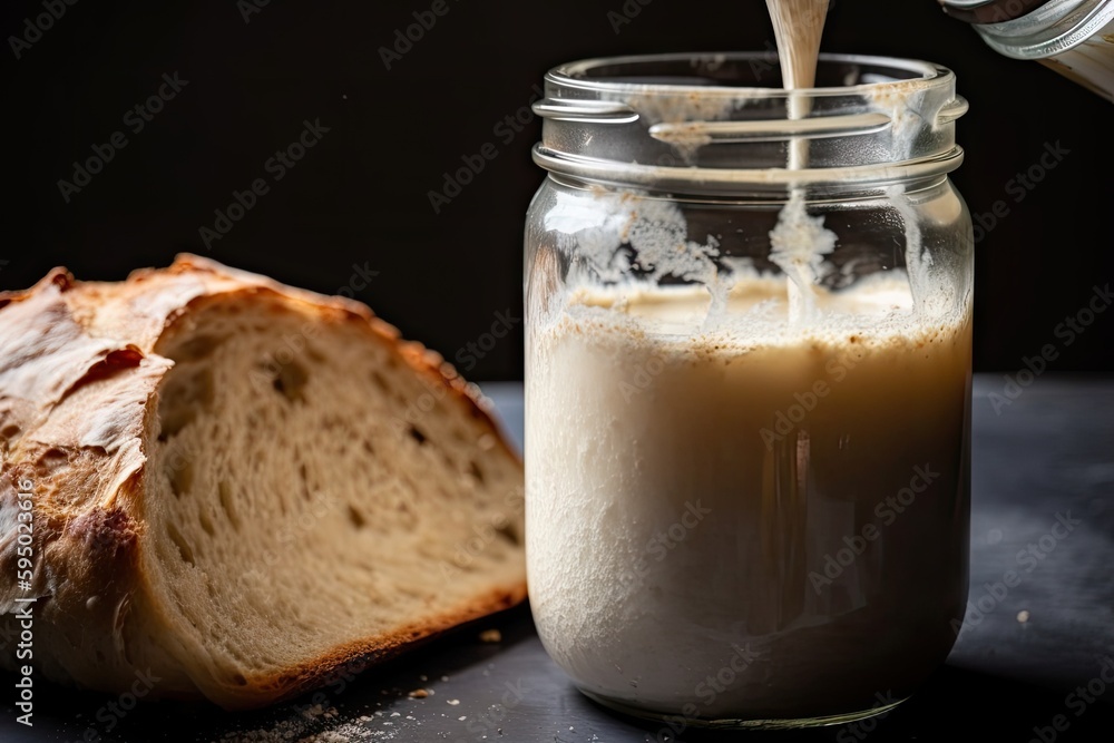 sourdough starter, with its tangy and sour smell, spilling over the ...