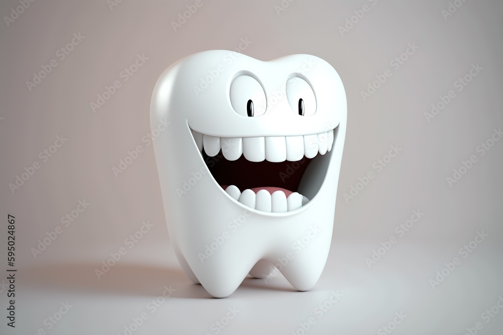 cartoon tooth with eyes and mouth. tooth shape. Generative AI Stock ...