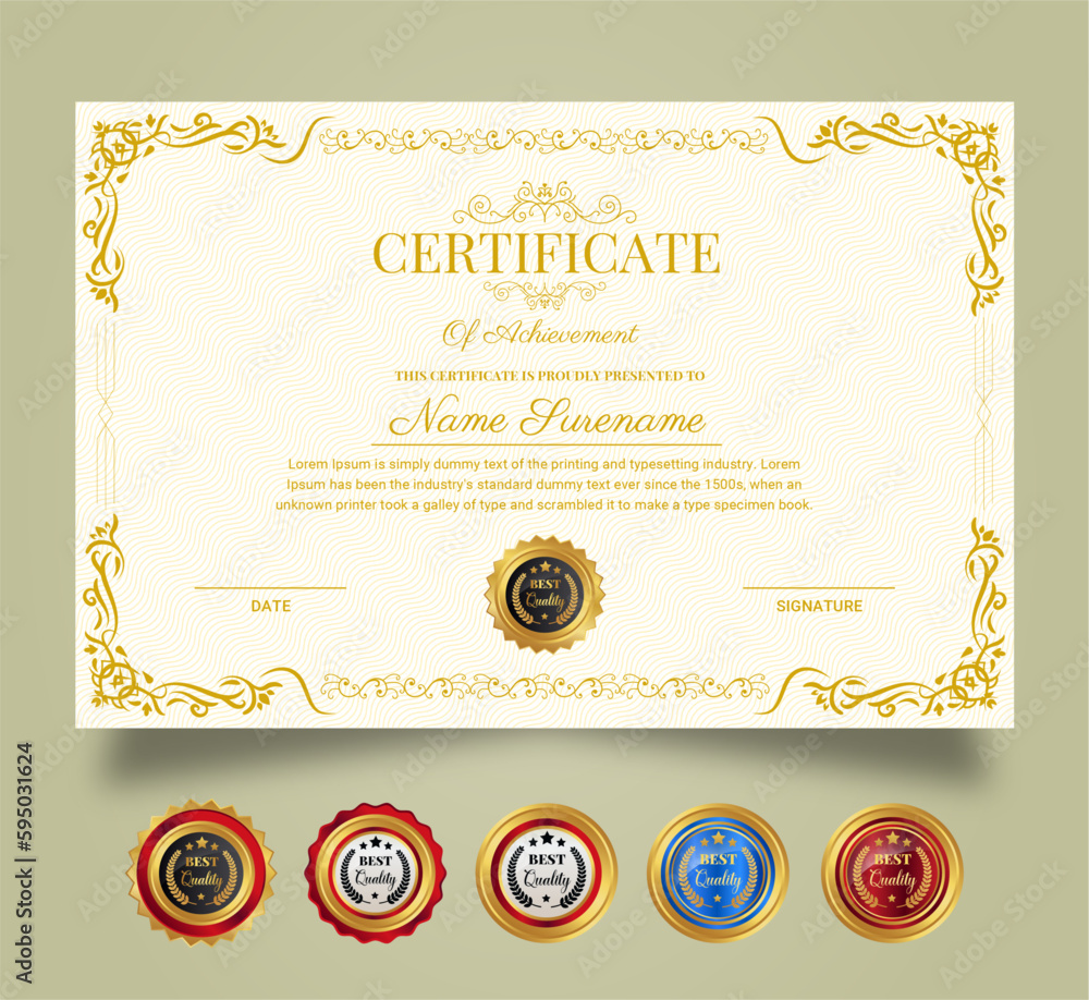 Certificate of Appreciation and Achievement template. Clean modern ...