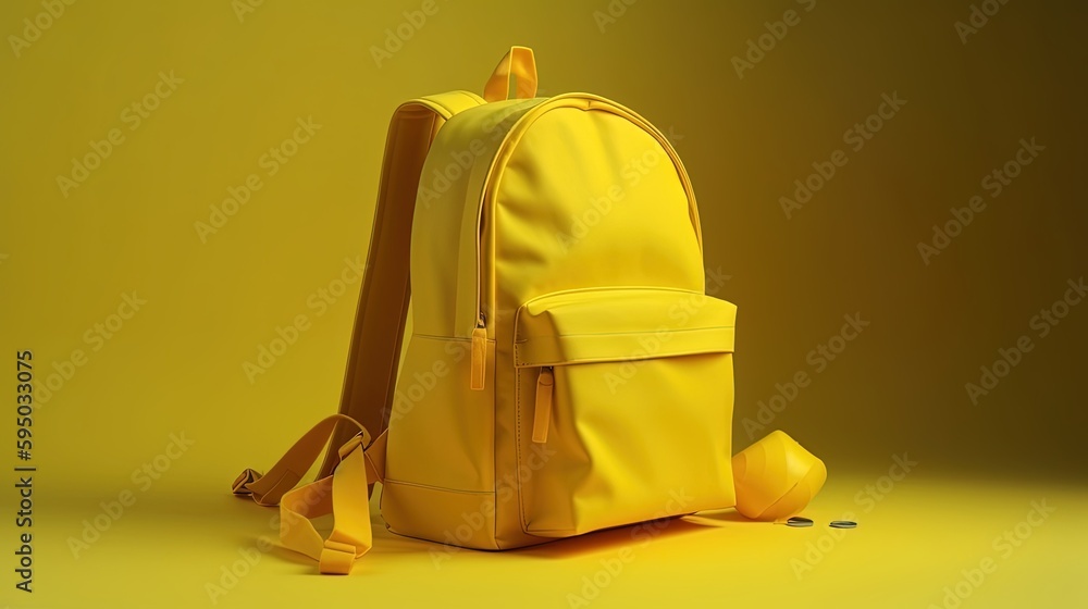 Vivid Style: Yellow Backpack Mockup Design. Generative AI Stock ...