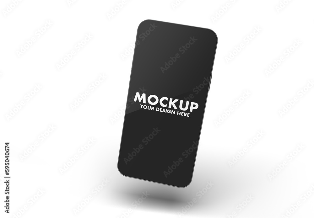 Realistic Iphone Pro Max Mockup On A Simple Clean White Background With Shadows Stock Template