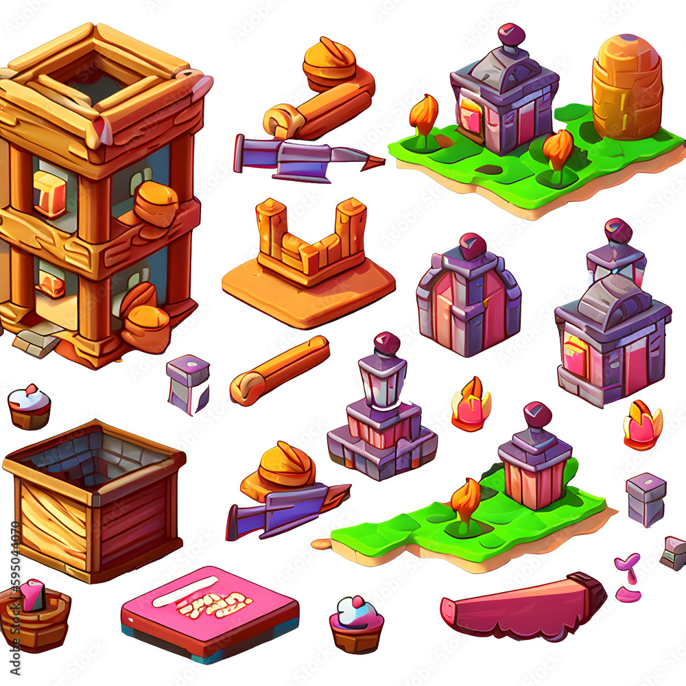 Isometric Props for Creating Worlds and Gaming Environments. Outline ...