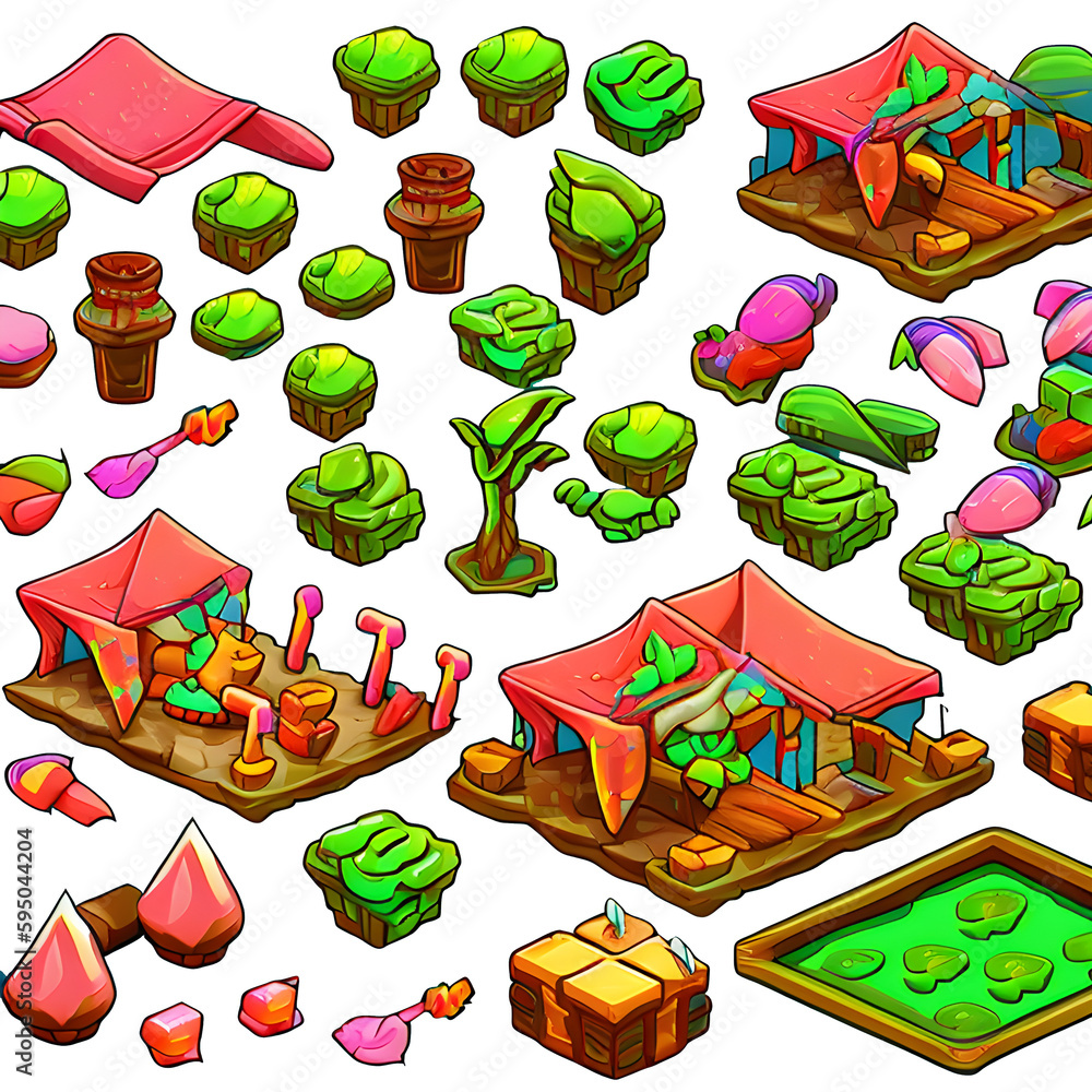 Isometric Props for Creating Worlds and Gaming Environments. Outline ...