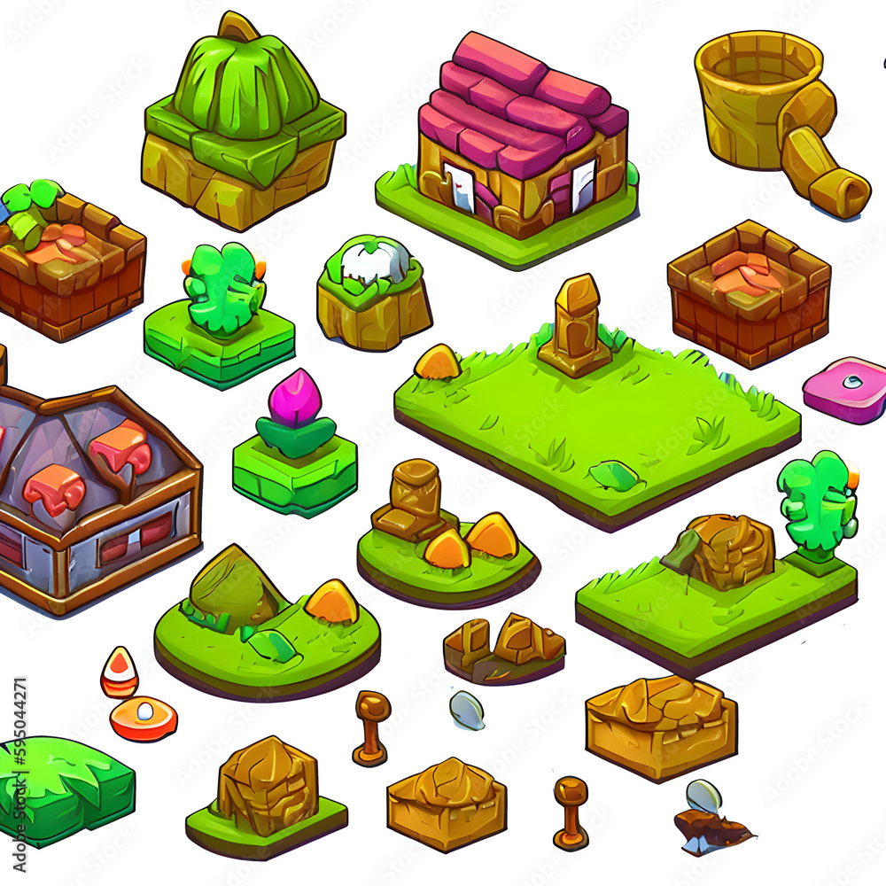 Isometric Props for Creating Worlds and Gaming Environments. Outline ...