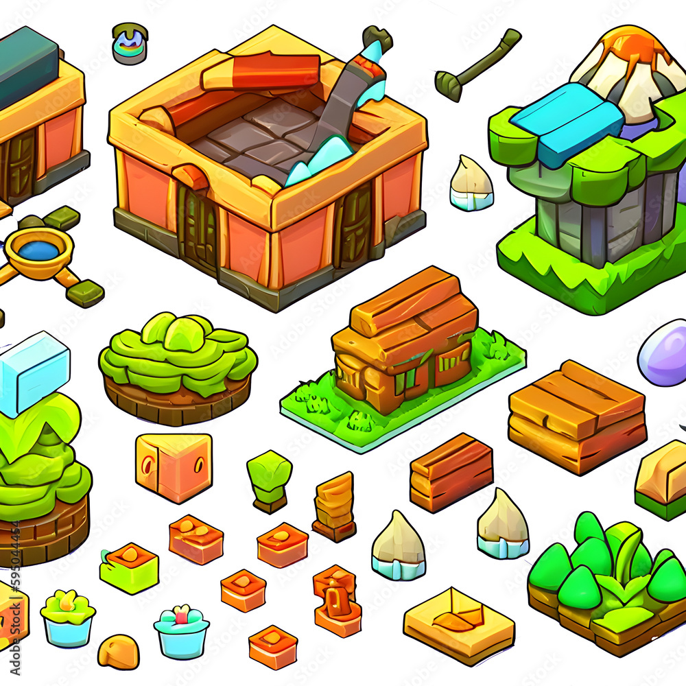 Isometric Props for Creating Worlds and Gaming Environments. Outline ...